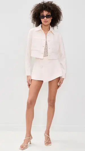 Good American Luxe Suiting Cropped Jacket - Soft Shell