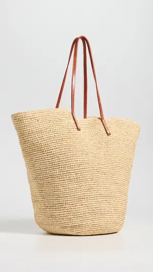 Hat Attack Raffia Tote With Leather Trim And Tassel