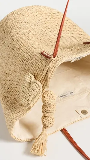 Hat Attack Raffia Tote With Leather Trim And Tassel