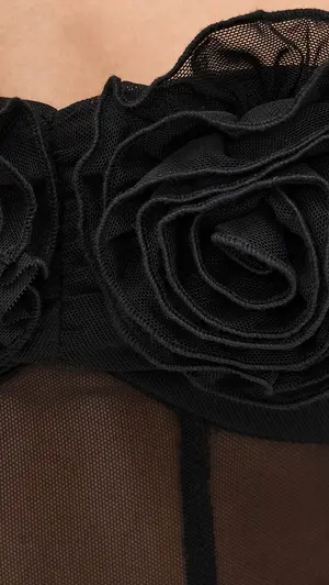 RUNAWAY THE LABEL Sheer Flower Trim Maxi Dress