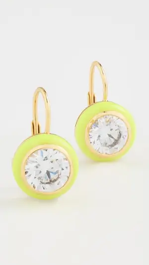 HART Enamel Bezel Drop Earrings - Chartreuse