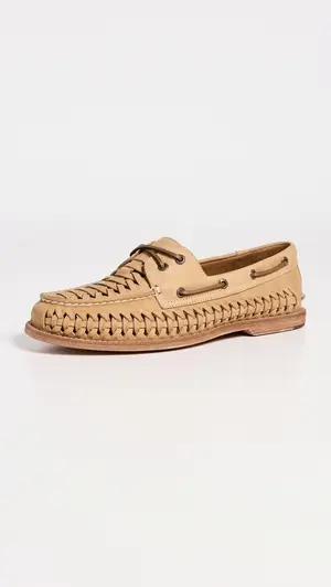 Sperry Gold Cup Woven Leather Boat Shoes - Tan