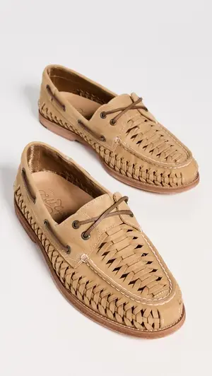 Sperry Gold Cup Woven Leather Boat Shoes - Tan