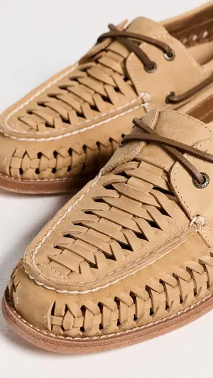 Sperry Gold Cup Woven Leather Boat Shoes - Tan