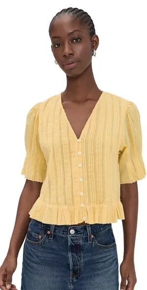 Sea Pleated Blouses