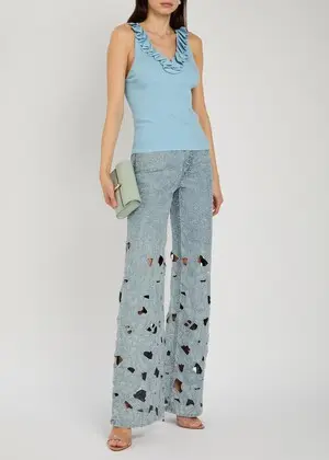 Alice + Olivia Marnie Ruffled Knit Top