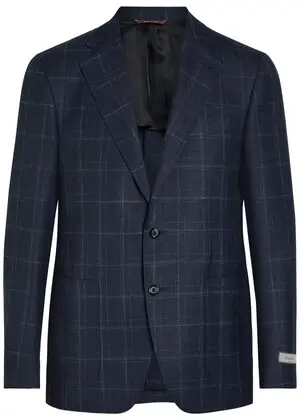 Canali Plaid Wool-blend Blazer