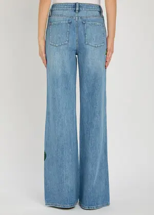 Alice + Olivia Floral-print Straight-leg Jeans - Blue