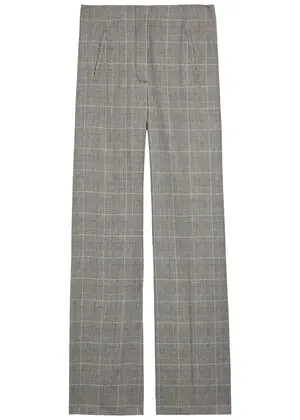 Veronica Beard Checked Straight-leg Trousers - Black