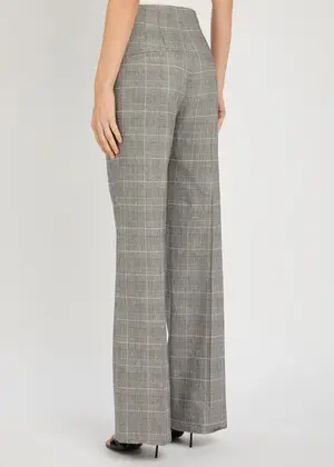 Veronica Beard Checked Straight-leg Trousers - Black