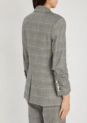 Veronica Beard Battista Checked Linen-blend Blazer - Black