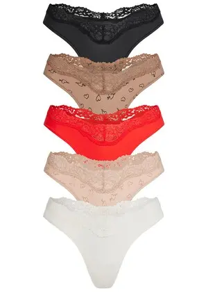 SKIMS Printed Stretch-jersey Thong - Multicoloured