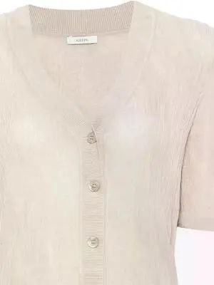 JOSEPH Ribbed Knit Button V-neck Cardigan - Neutrals
