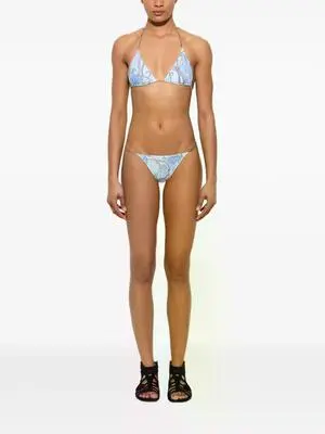 Emilio Pucci Orchidee Print Bikini Bottoms With Side Chain Detail - Blue