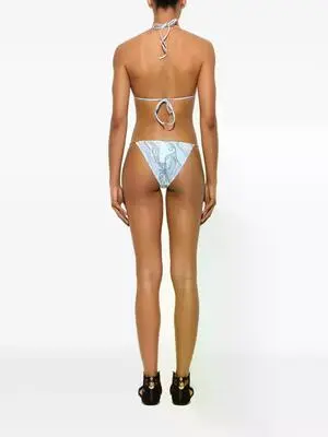 Emilio Pucci Orchidee Print Bikini Bottoms With Side Chain Detail - Blue