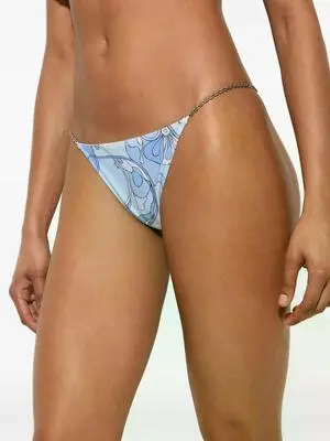Emilio Pucci Orchidee Print Bikini Bottoms With Side Chain Detail - Blue