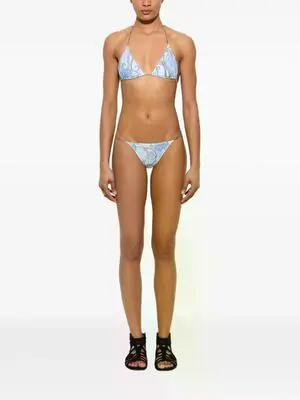 Emilio Pucci Orchidee-print Triangle Bikini Top - Blue