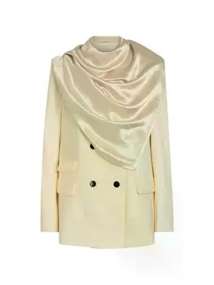 Maria Mcmanus Double-breasted Blazer With Layered Shawl - Neutrals