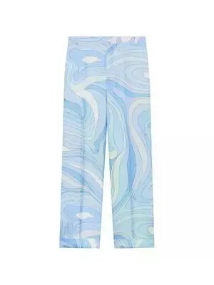 Emilio Pucci Marmo-print Silk Pants - Blue
