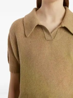 Khaite Leni Merino Wool & Mongolian Cashmere Polo Sweater - Neutrals