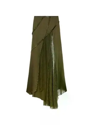Blumarine Panelled Lace-overlay Skirt - Green