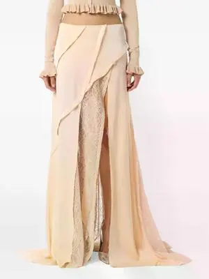 Blumarine Lace-detail Asymmetrical Skirt - Neutrals