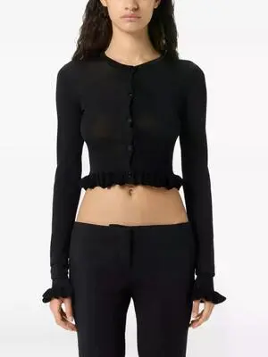 Blumarine Long-sleeve Cardigan With Ruffled Trim