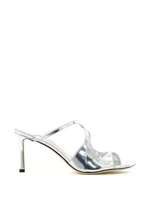 JIMMY CHOO Anise 75 Cross Strap Sandals - Silver