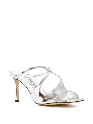 JIMMY CHOO Anise 75 Cross Strap Sandals - Silver