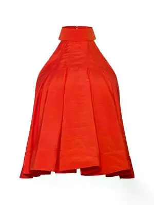 Cinq À Sept Jagger Halterneck Top With Rear Bow Detail - Red