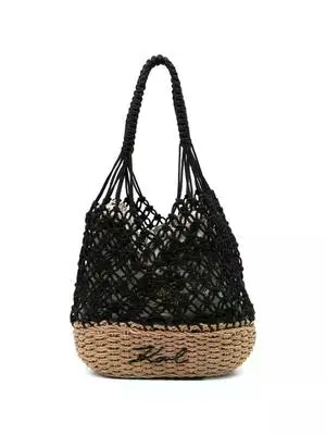 Karl Lagerfeld Raffia And Mesh Beach Bag