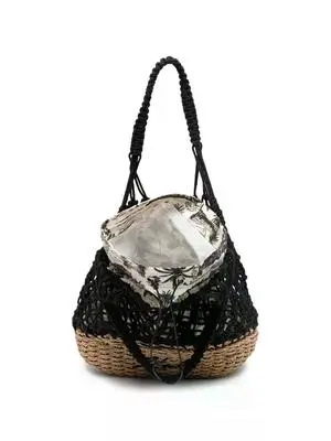 Karl Lagerfeld Raffia And Mesh Beach Bag
