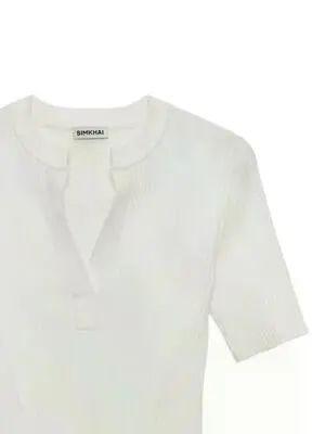 Simkhai Miley V-neck Ribbed-knit Top - White