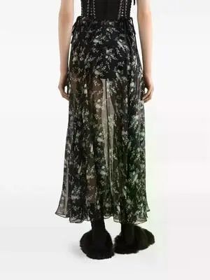 Dolce & Gabbana Floral Print Chiffon Maxi Skirt - Black
