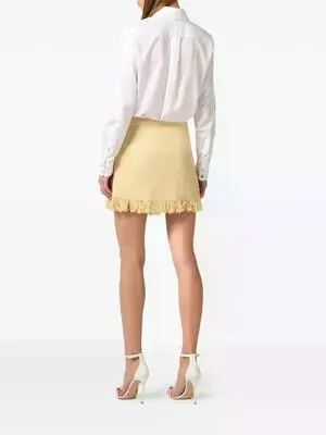 Elisabetta Franchi Bouclé Fringed Button Mini Skirt - Yellow
