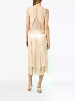 Elisabetta Franchi Sleeveless Lace Top With Fringe Detail