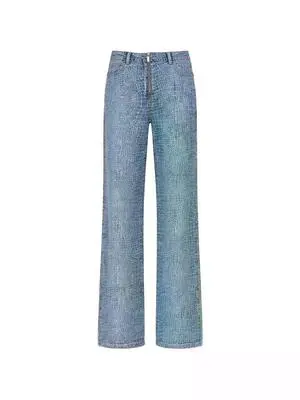 SELF-PORTRAIT Crocodile-pattern Straight Leg Jeans