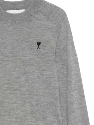 AMI Paris Round Neck Sweater With Logo Embroidery