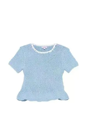 CHARLES JEFFREY Flared-hem Short-sleeve Sweater