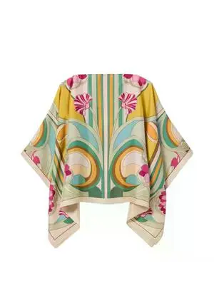 La DoubleJ Printed Silk Foulard Top - Neutrals