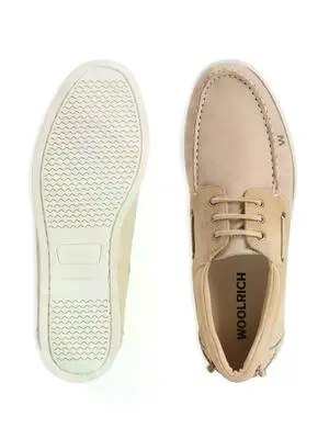 Woolrich Logo Detail Nubuck Boat Shoes - Neutrals