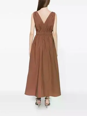 Brunello Cucinelli Beaded V-neck Belted Dress