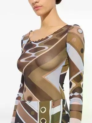 Emilio Pucci Vivara-print Tulle Top