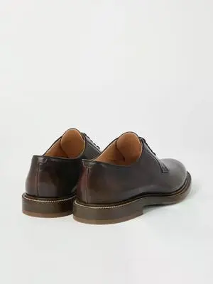 Brunello Cucinelli Burnished Leather Derby Shoes - Brown