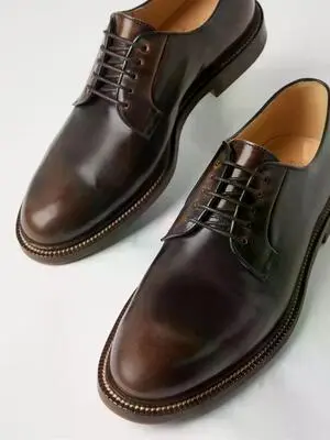 Brunello Cucinelli Burnished Leather Derby Shoes - Brown