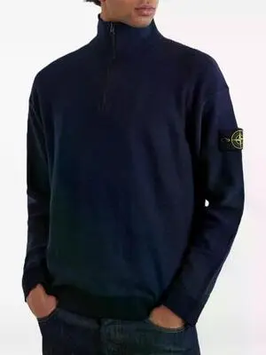 Stone Island Zip-up Sweater With Logo Appliqu