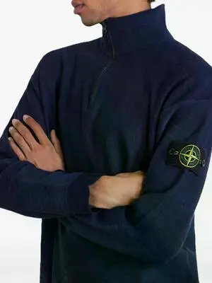 Stone Island Zip-up Sweater With Logo Appliqu