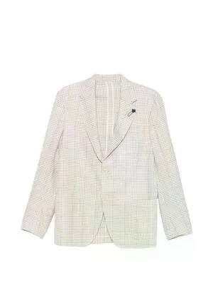 LARDINI Single-breasted Checked Blazer - Neutrals