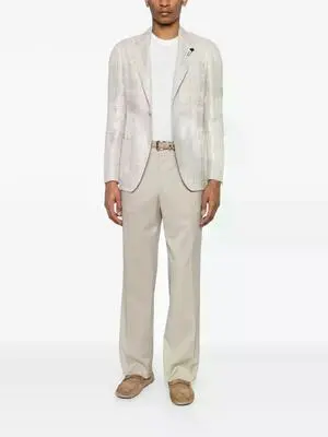 LARDINI Single-breasted Checked Blazer - Neutrals
