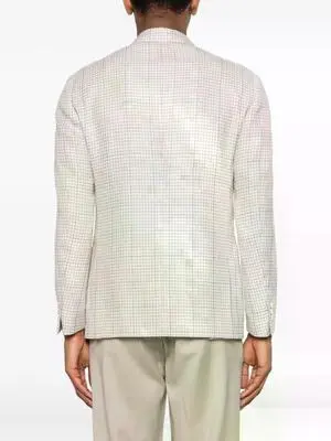LARDINI Single-breasted Checked Blazer - Neutrals